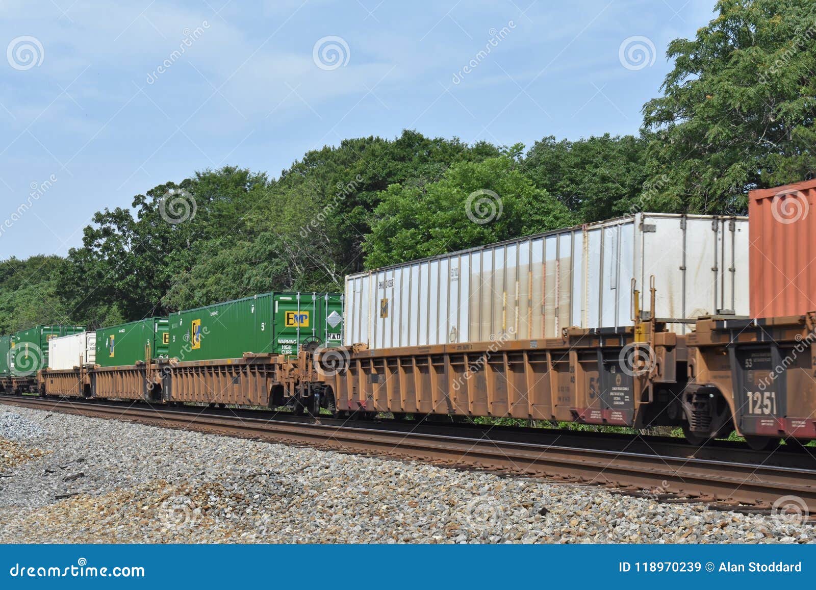 Single Stack Intermodal Freight Train Near Greenville SC Editorial ...