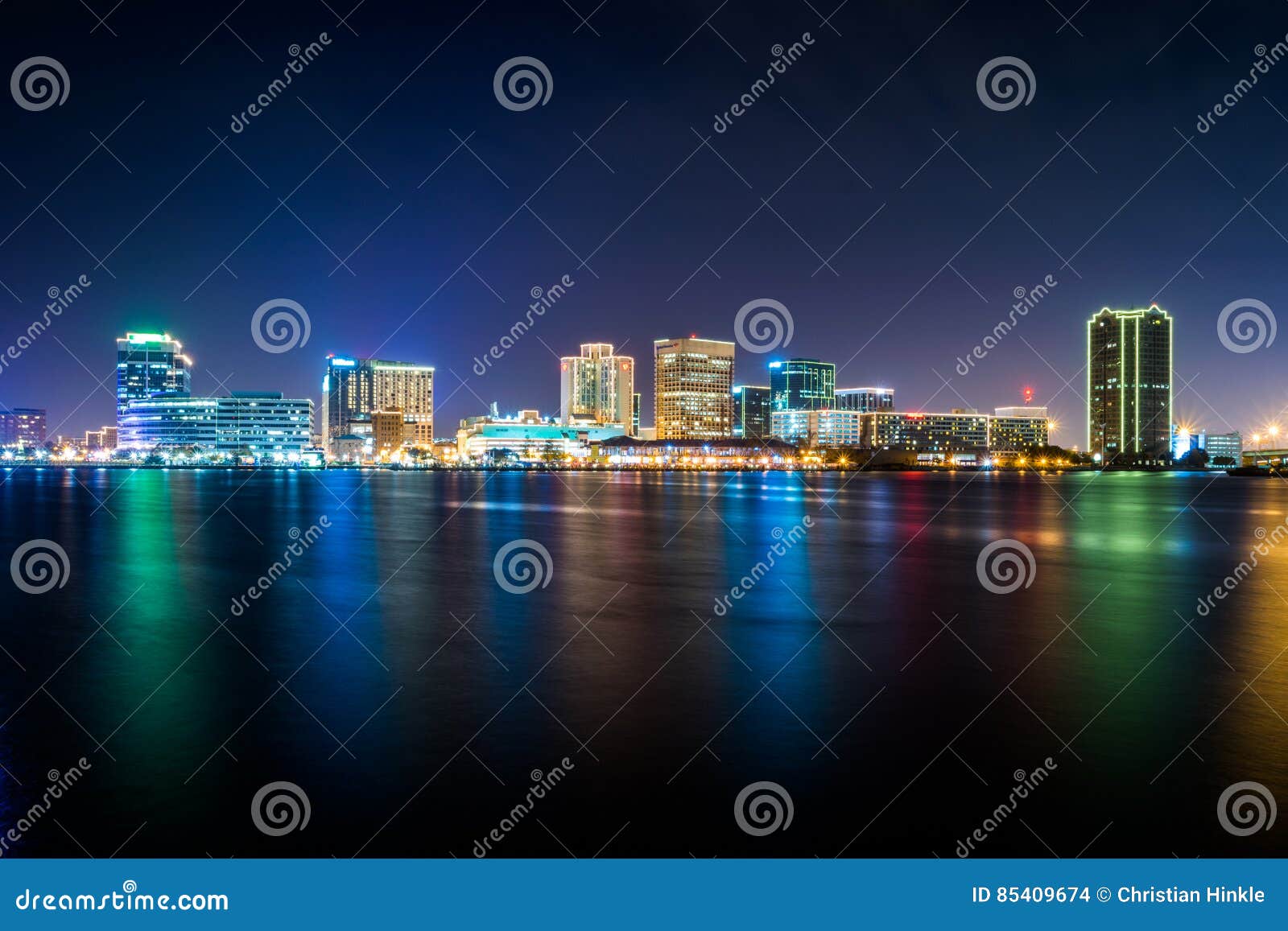 Norfolk, Virginia during a Warm Fall Night Editorial Stock Image ...