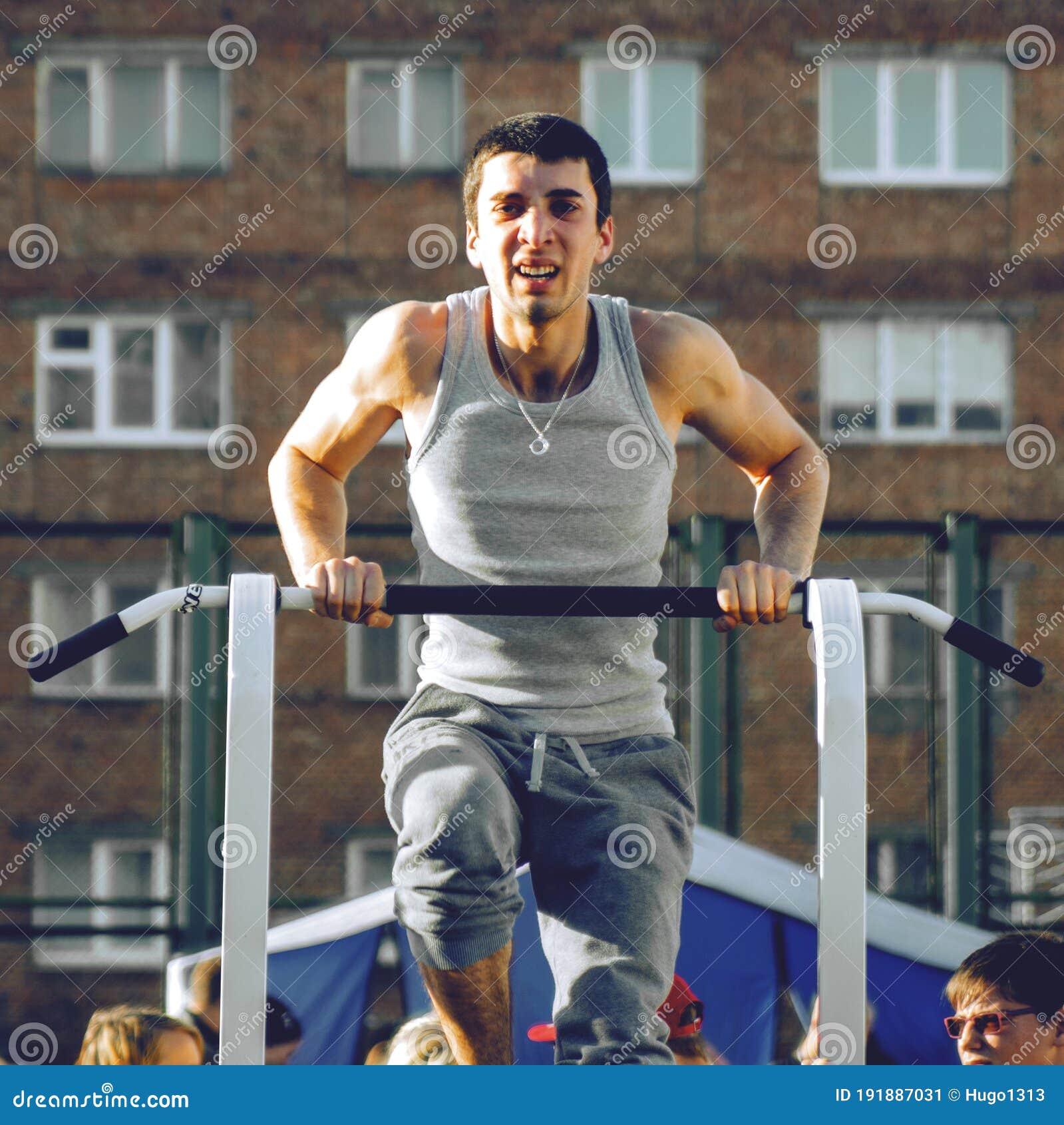 Norilsk, Russia - August, 28, 2016: Male Runner Doing Pull Ups on the ...