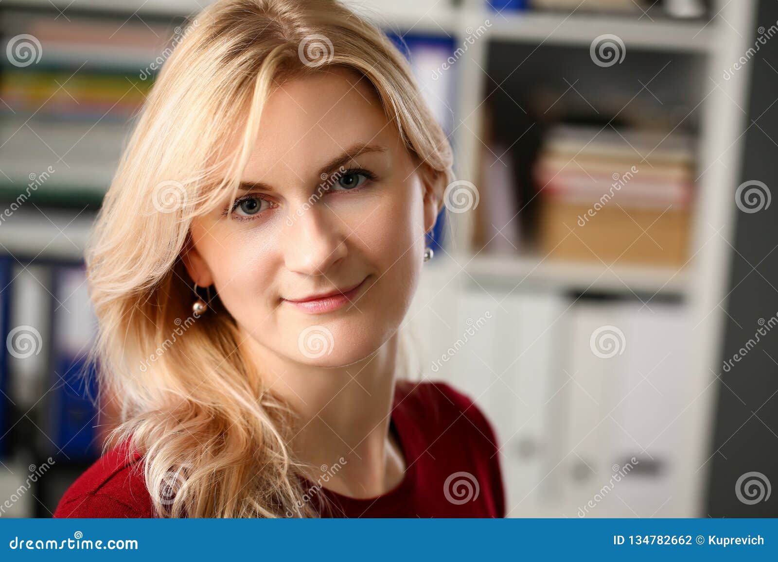 Normal Blond Woman Portrait at Office Stock Photo - Image of caucasian ...