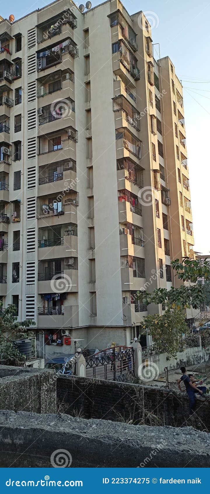 Normal building in evening stock image. Image of town - 223374275