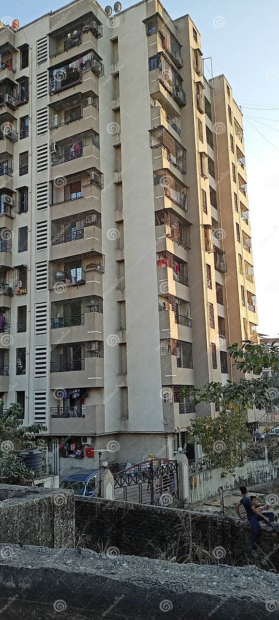 Normal building in evening stock image. Image of town - 223374275