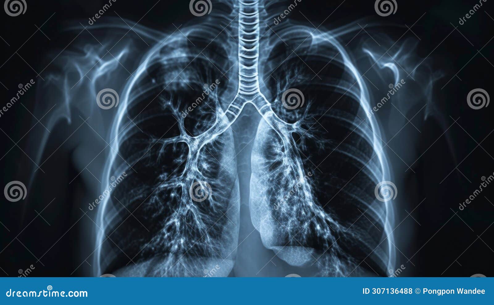 Normal Chest X-ray Showing Lungs and Pulmonary Vessels Stock ...