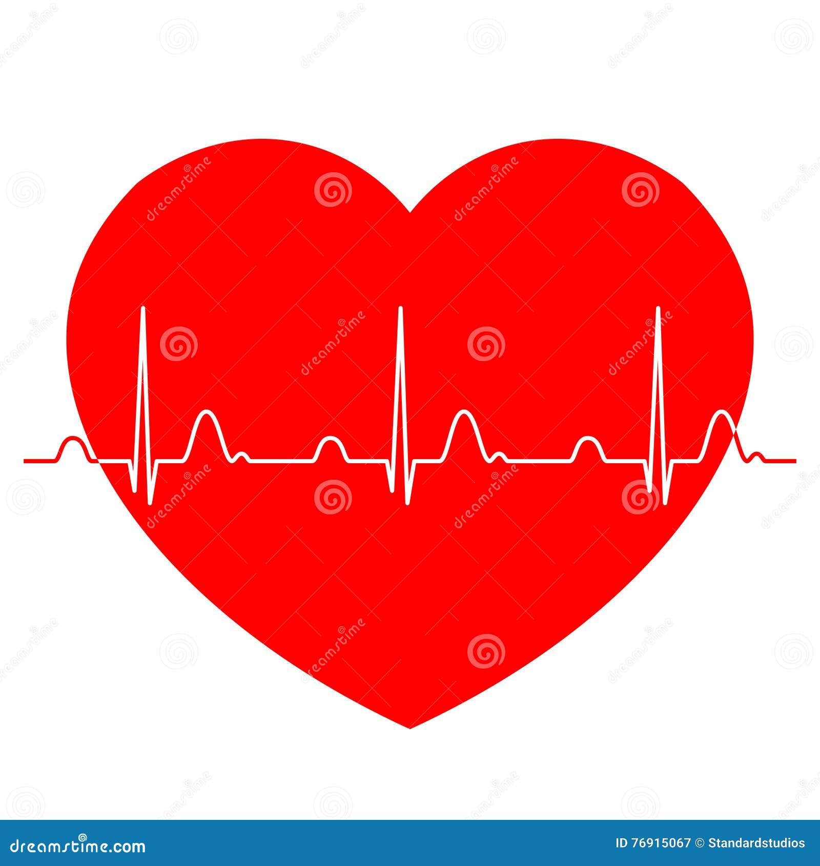 Normal Ecg Electrocardiogram With Red Heart Stock Vector Illustration