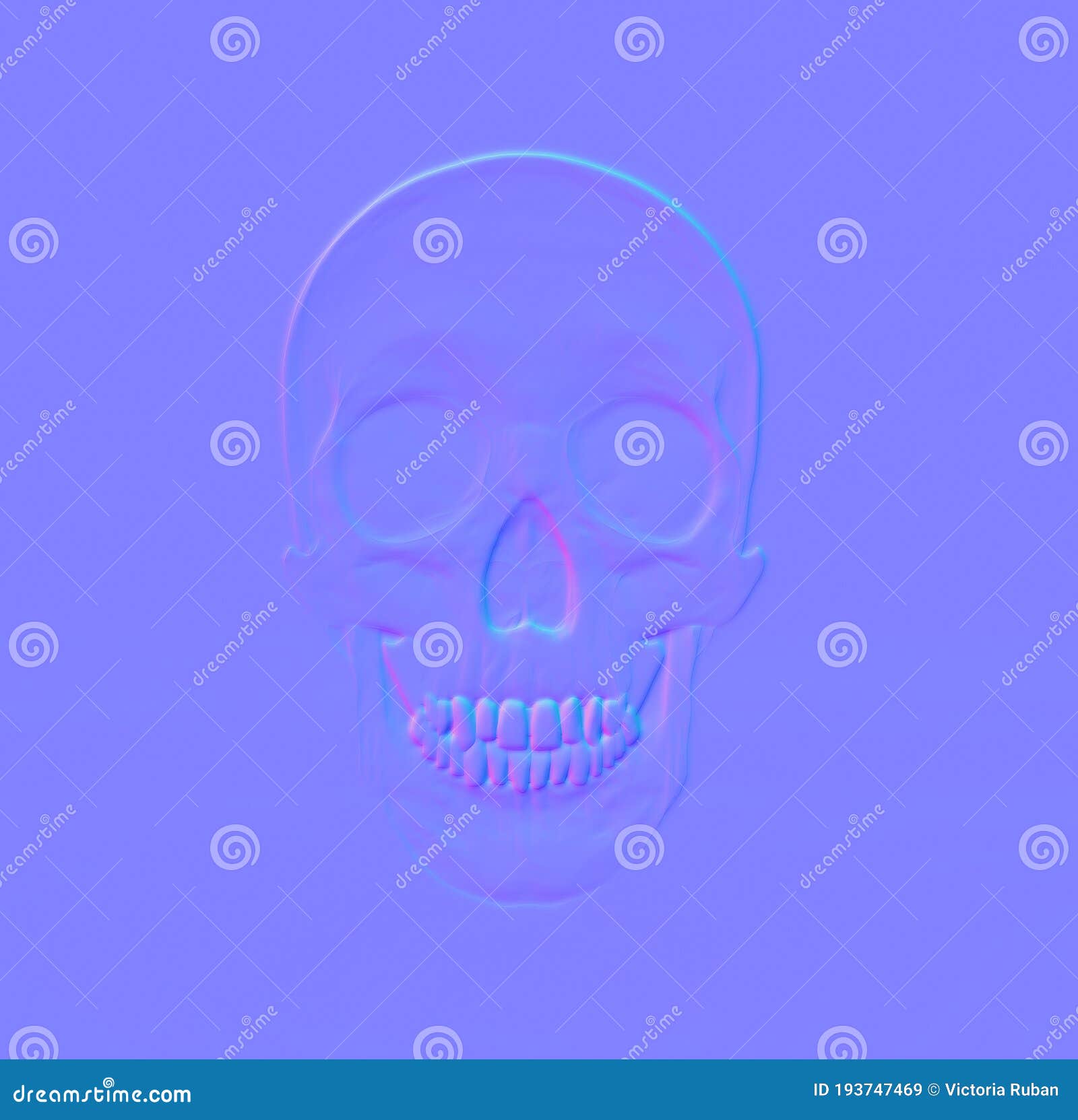 Normal Map of Human Anatomical Skull Stock Illustration - Illustration ...
