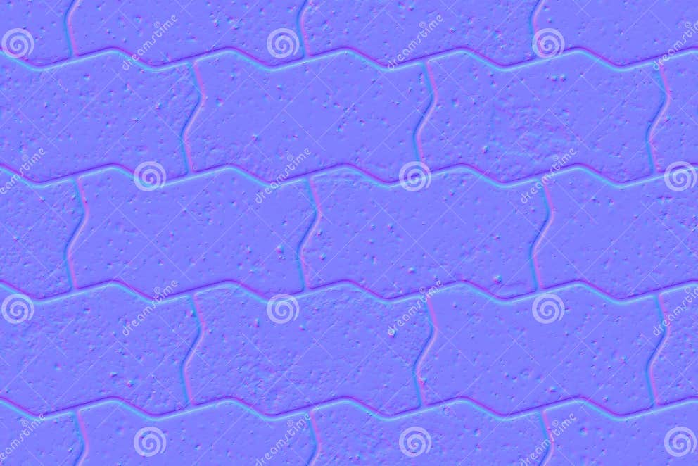 Normal Map of Pavement Seamless Pattern with Figured Interlocking ...