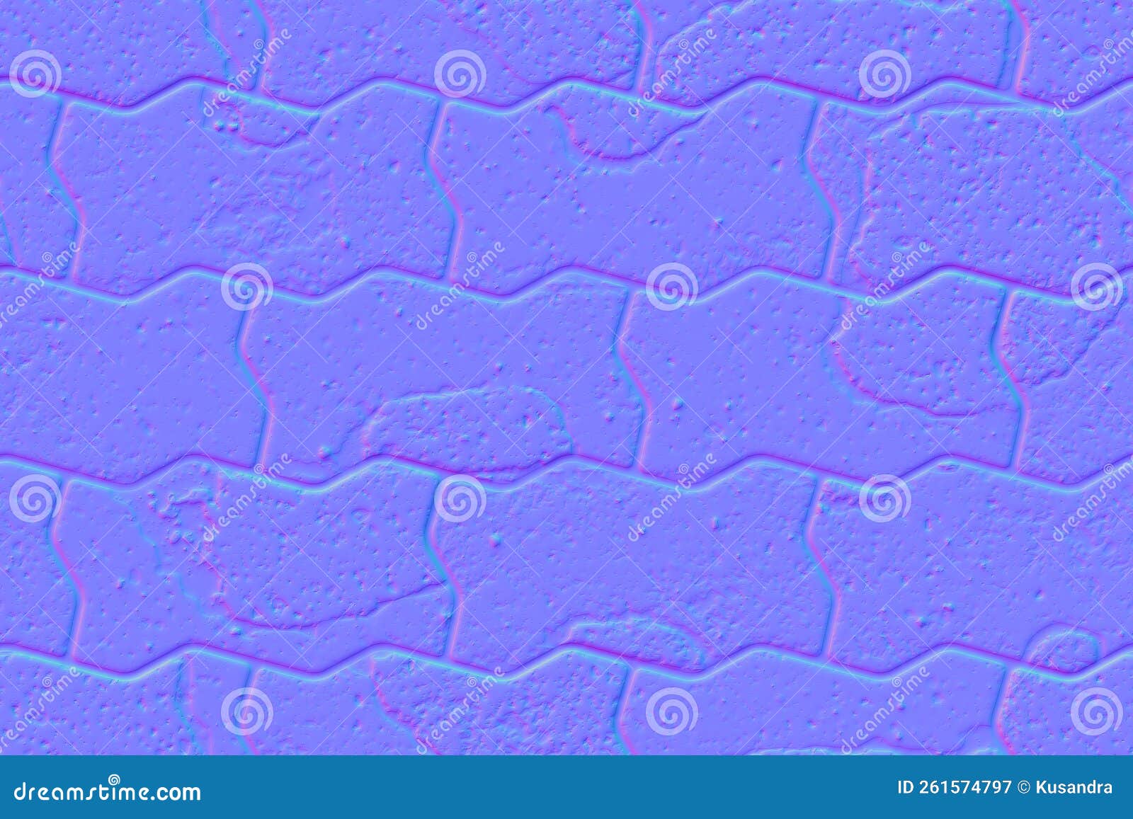 Normal Map Of Pavement Seamless Pattern With Figured Interlocking