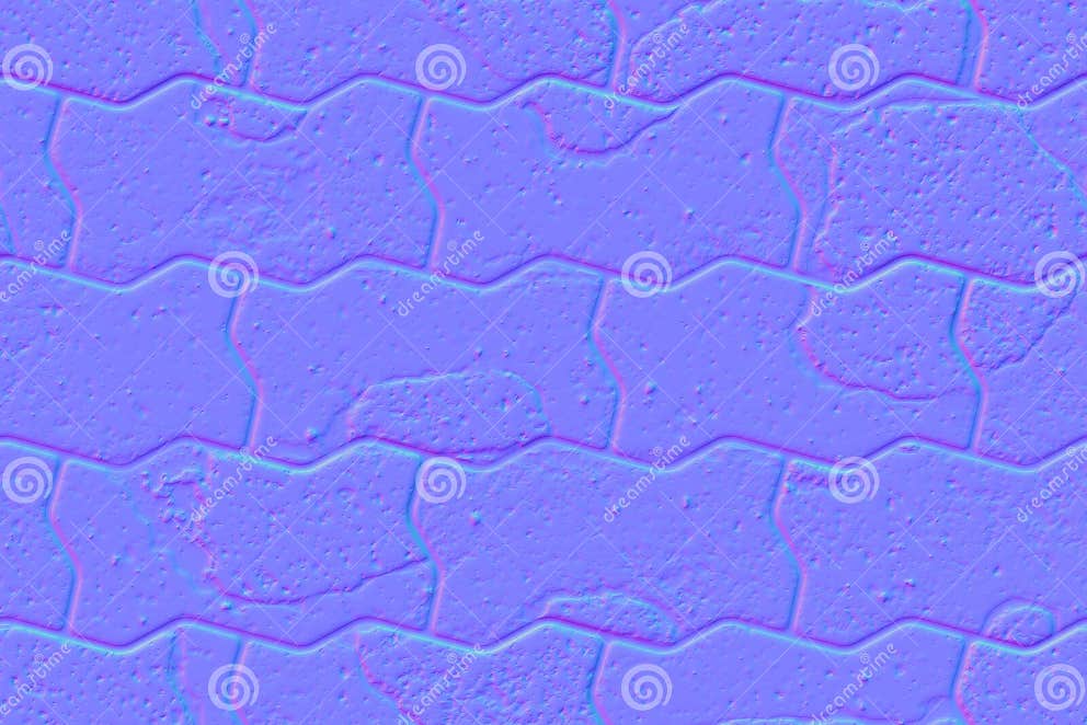 Normal Map of Pavement Seamless Pattern with Figured Interlocking ...
