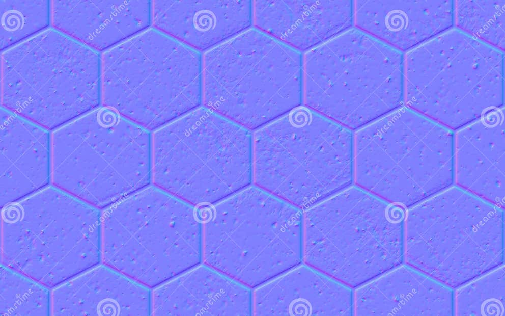 Normal Map of Pavement Seamless Pattern with Hexagon Textured Concrete ...