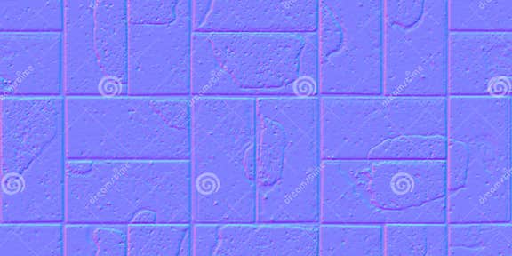 Normal Map of Pavement with Textured Cracked Old Bricks Stock Illustration - Illustration of ...