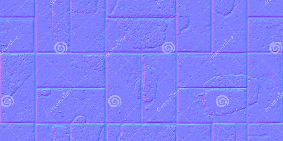 Normal Map of Pavement with Textured Cracked Old Bricks Stock Illustration - Illustration of ...