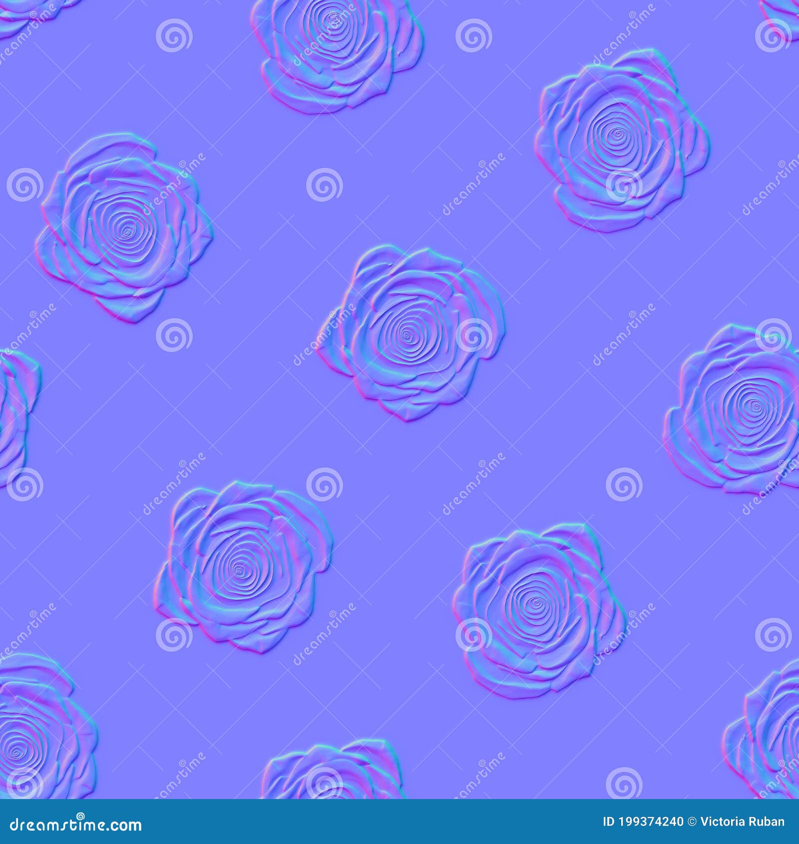 Normal Map of Roses, Seamless Pattern Texture Stock Illustration ...