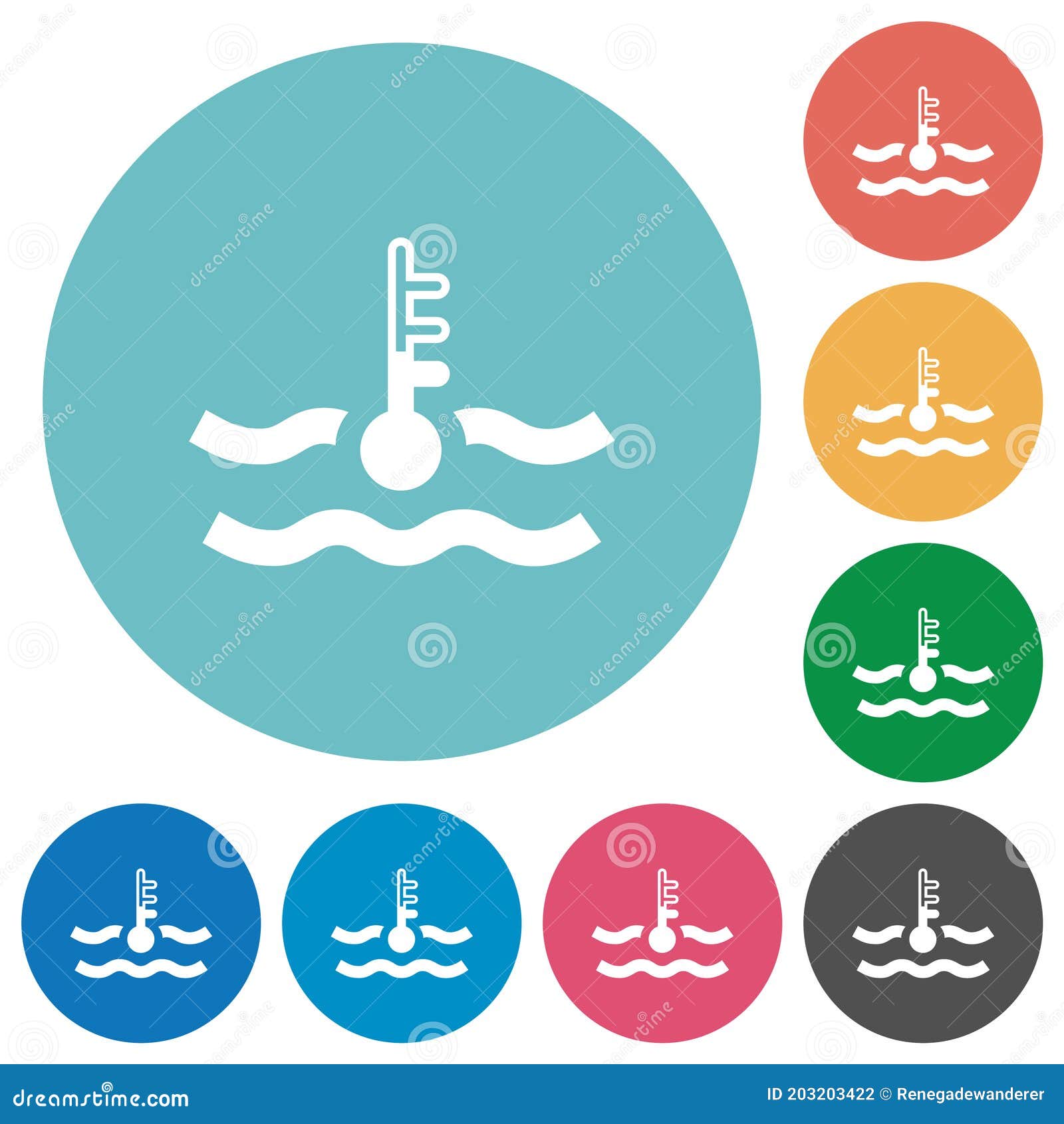 Normal Temperature Engine Coolant Flat Round Icons Stock Vector ...
