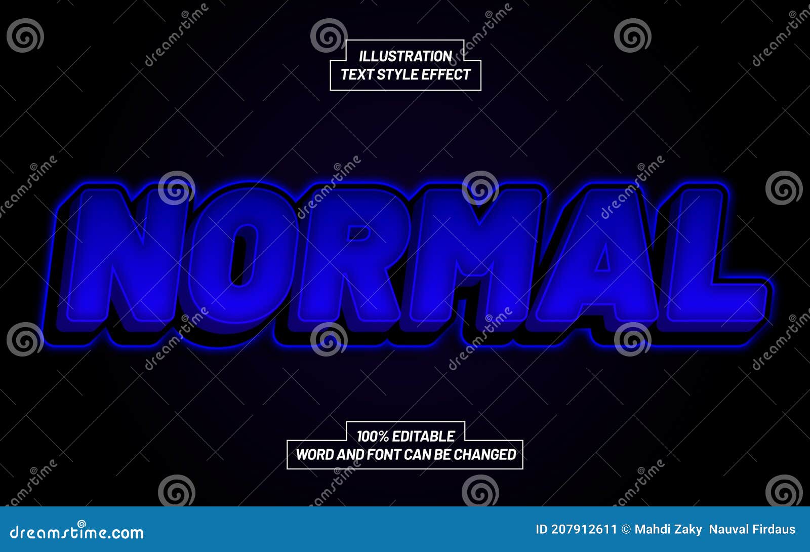 Normal Blue Text Style Effect Stock Vector - Illustration of light ...