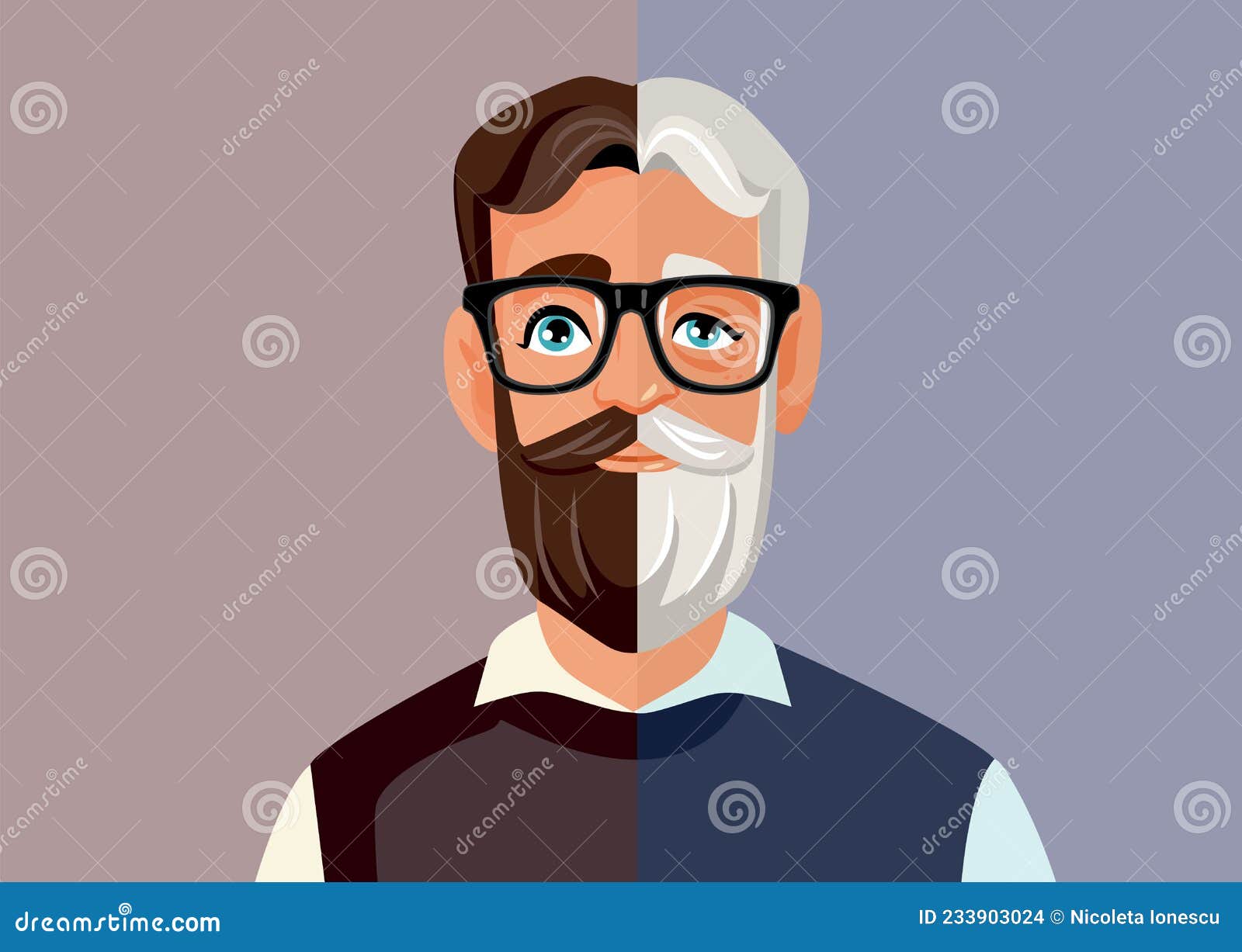 Young and Old Man Vector Concept Illustration Stock Vector ...
