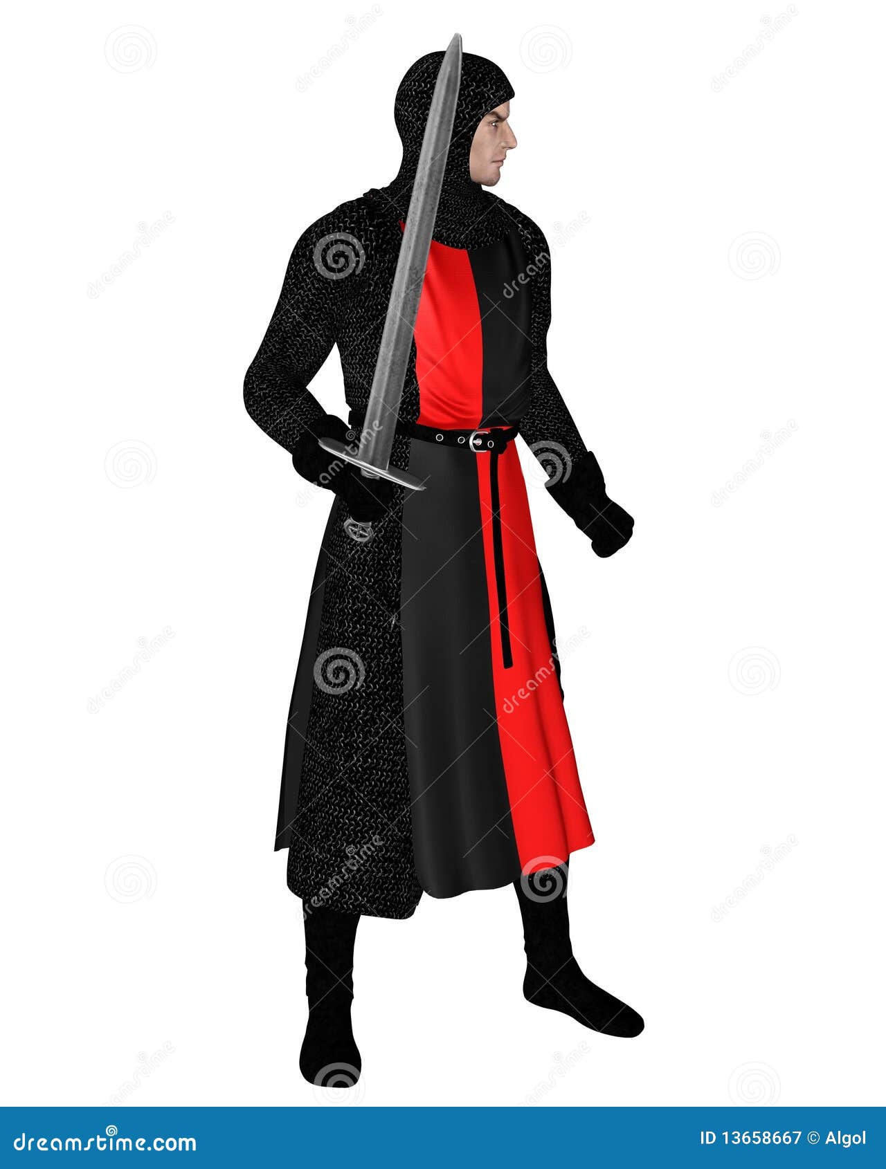 Norman Knight in Black Chainmail Stock Illustration - Illustration of ...