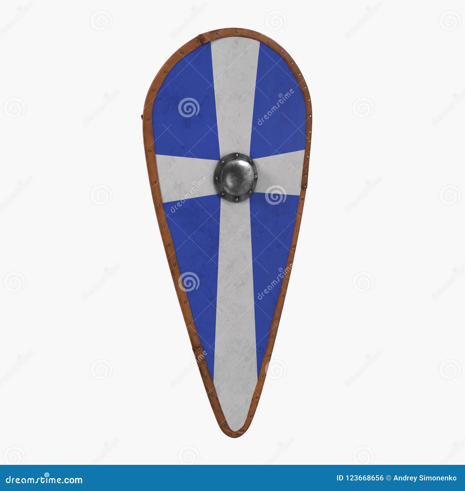 Old Norman Shield on White. 3D Illustration Stock Illustration ...