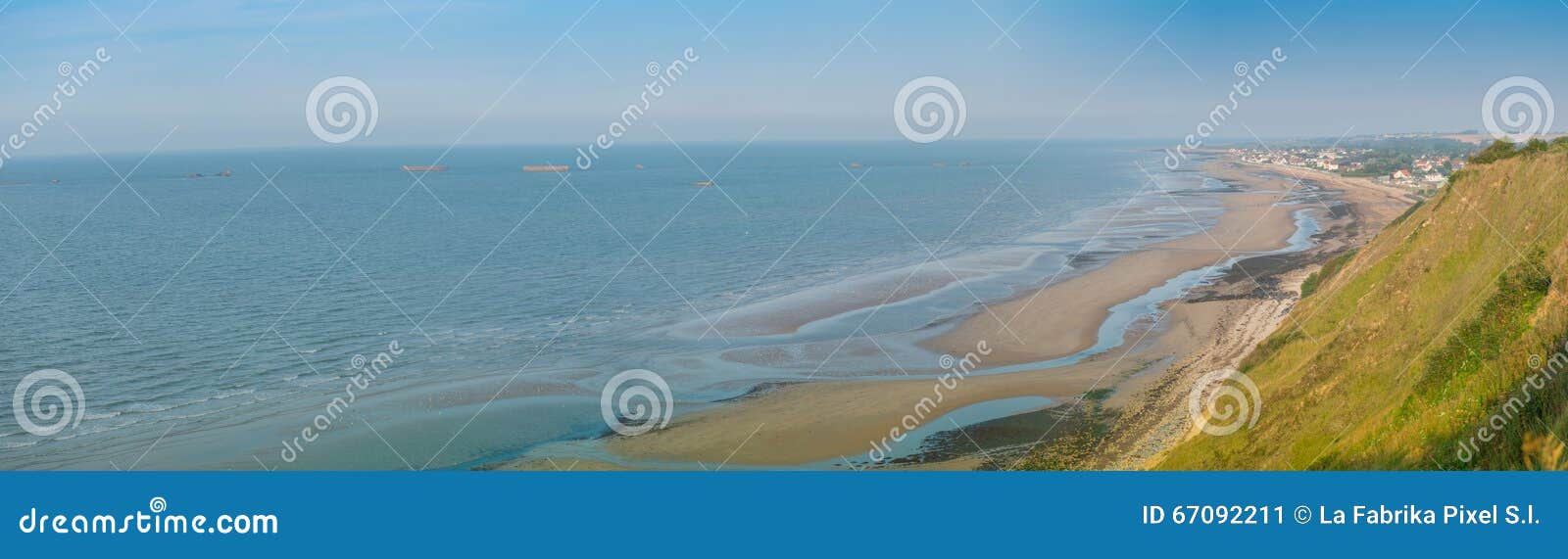 Normandy Beach from the Cliff Stock Image - Image of panoramic, view ...