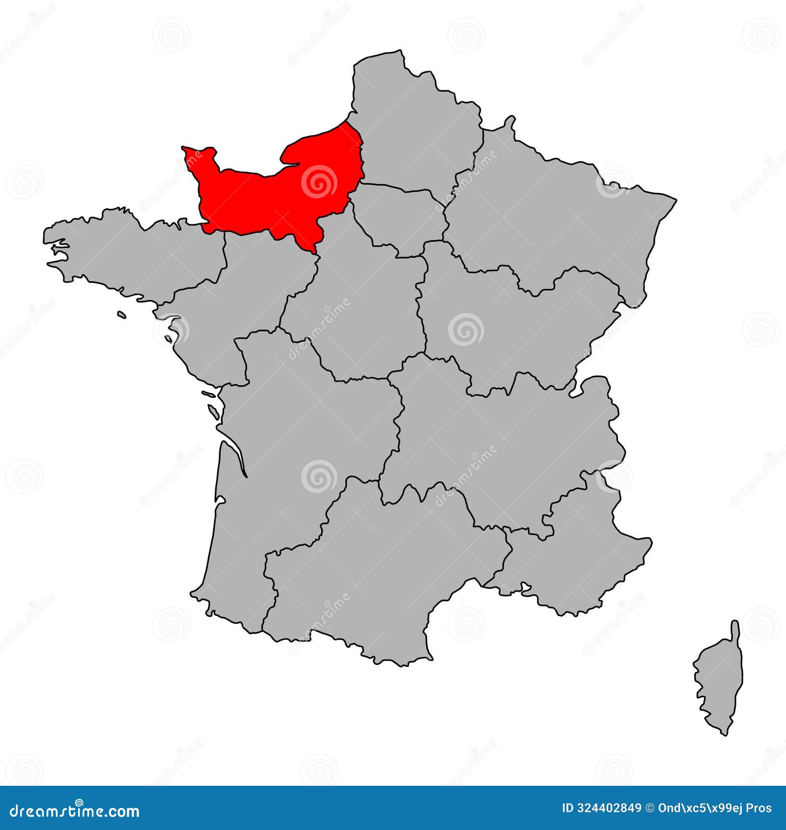 Normandy Of France Map Symbol Shape, Travel Web Flat Concept Icon ...