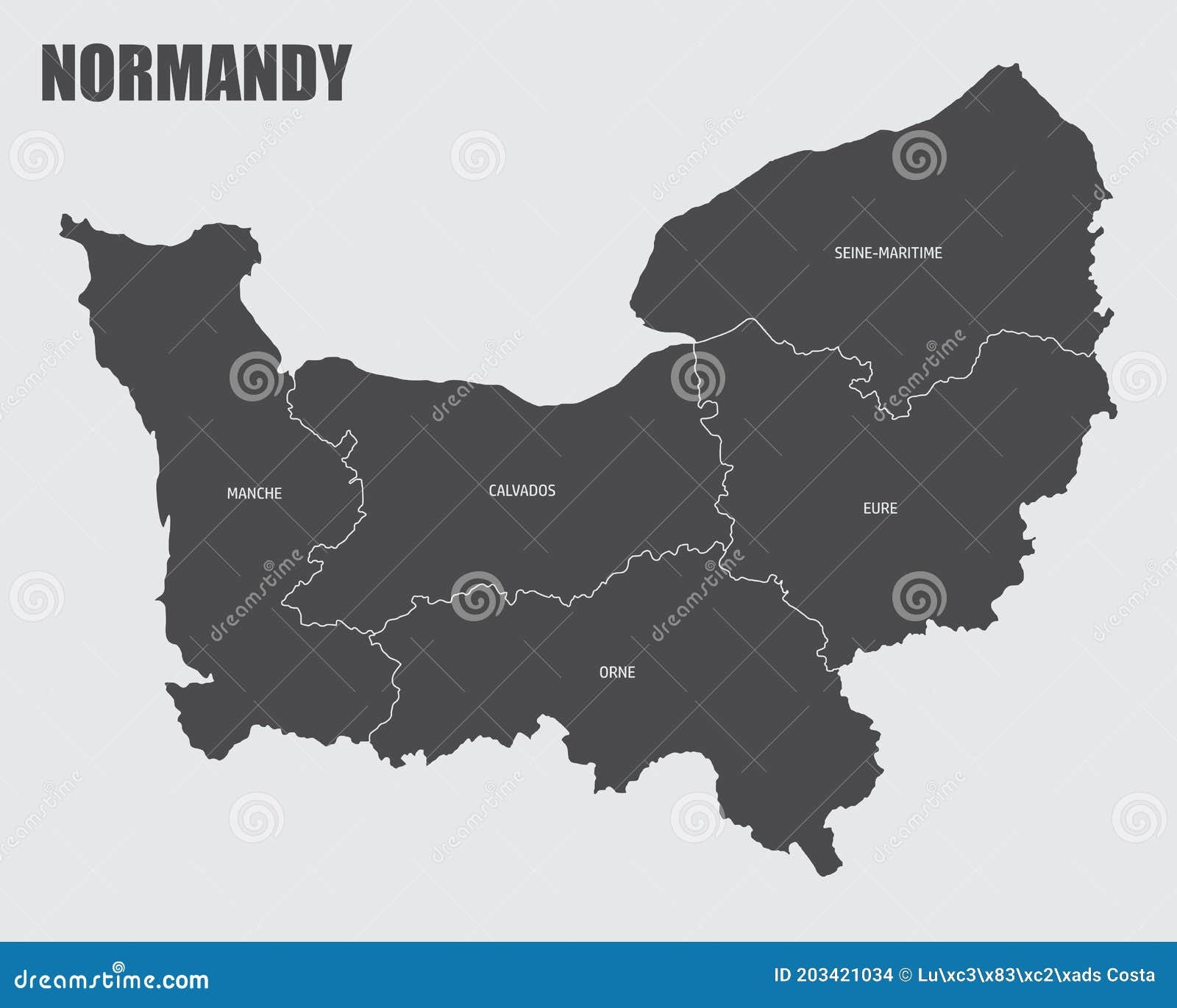 Normandy Region Map Cartoon Vector | CartoonDealer.com #203331541