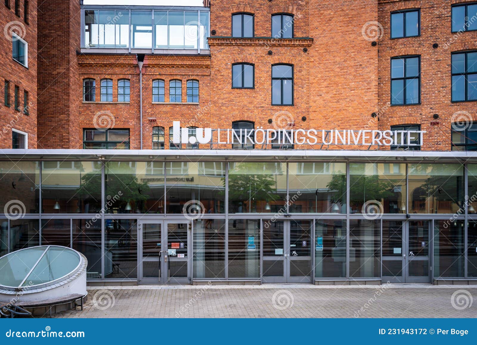 Front Facade View of Linkoping University Campus, Red Brick Building in ...