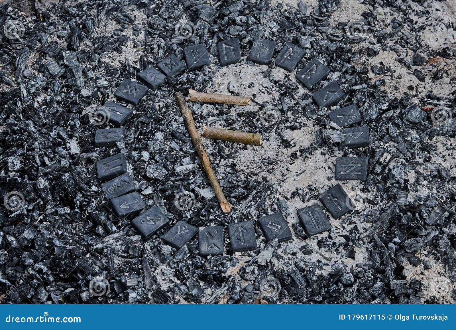 Norse Rune Ansuz on Ashes Backgorund Inside the Circle of 24 Norse ...