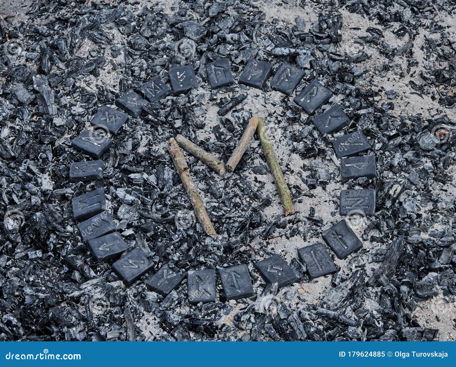 Norse Rune Ehwaz on Ashes Backgorund Inside the Circle of 24 Norse ...