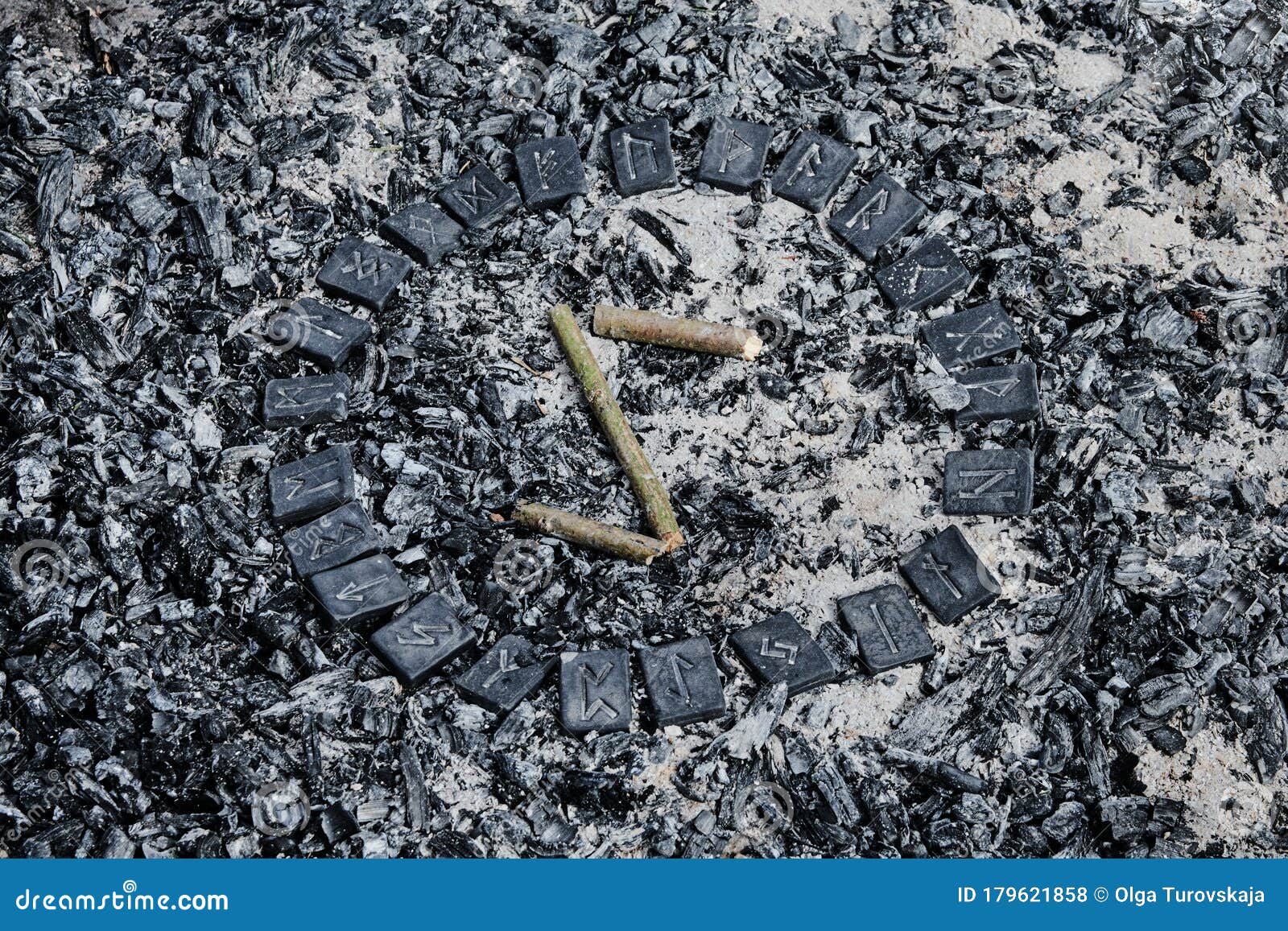 Norse Rune Eihwaz on Ashes Backgorund Inside the Circle of 24 Norse ...