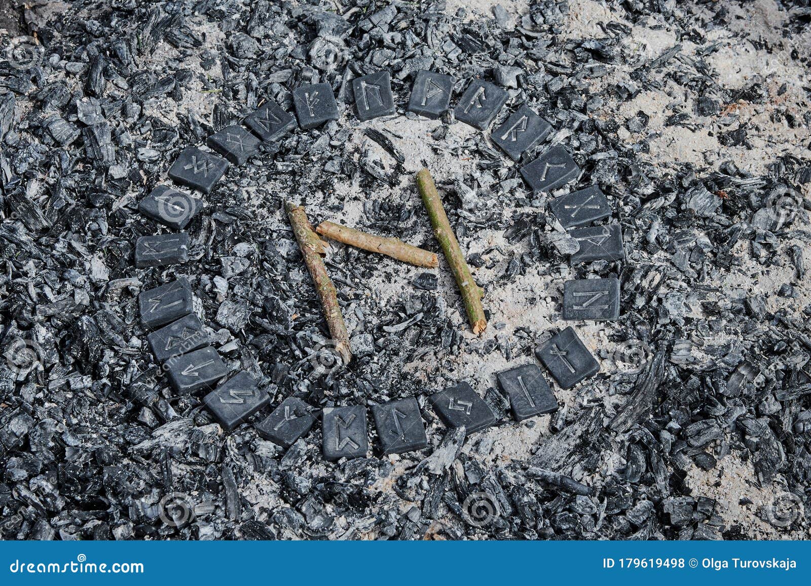 Norse Rune Hagalaz on Ashes Backgorund Inside the Circle of 24 Norse ...