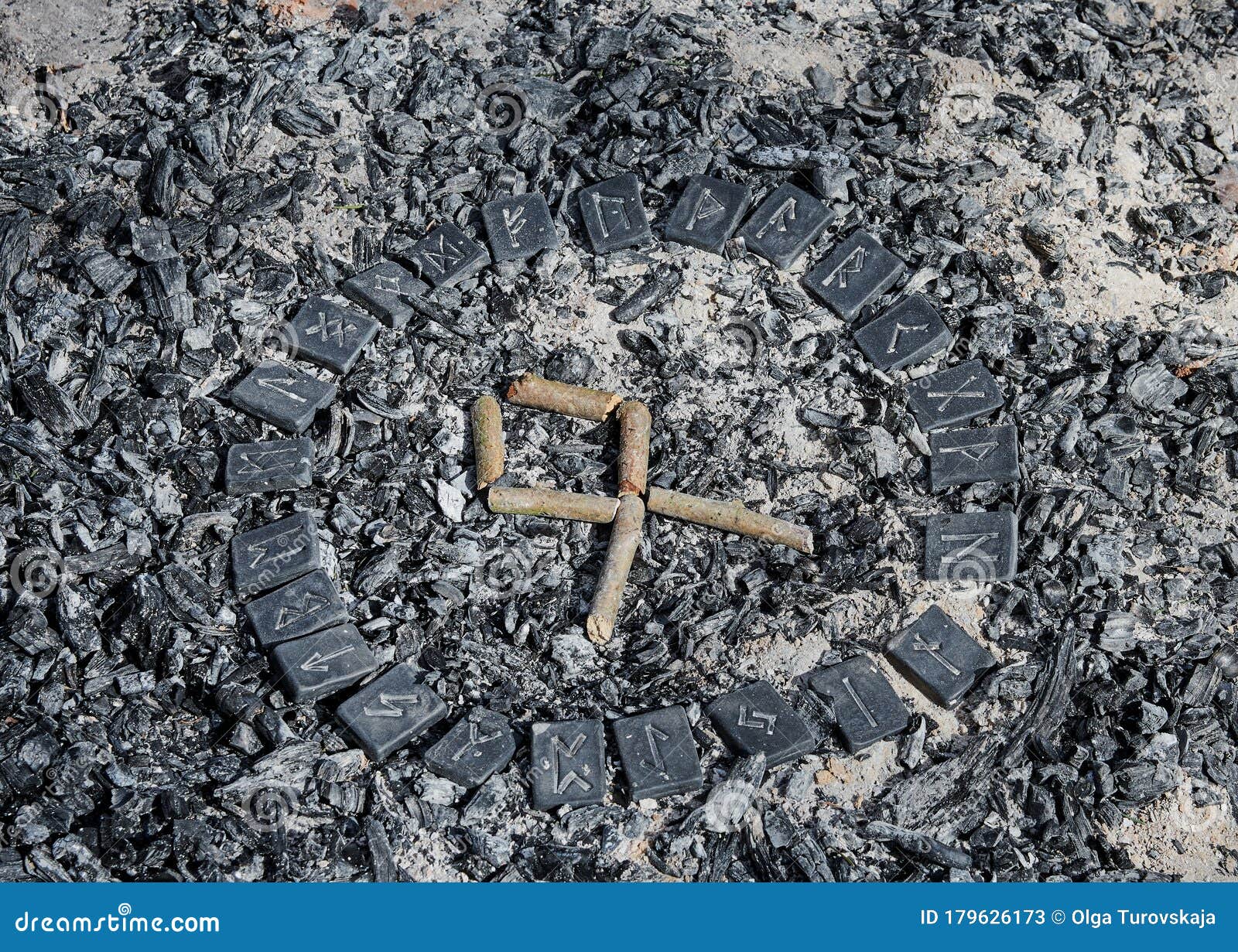 Norse Rune Othala on Ashes Backgorund Inside the Circle of 24 Norse ...