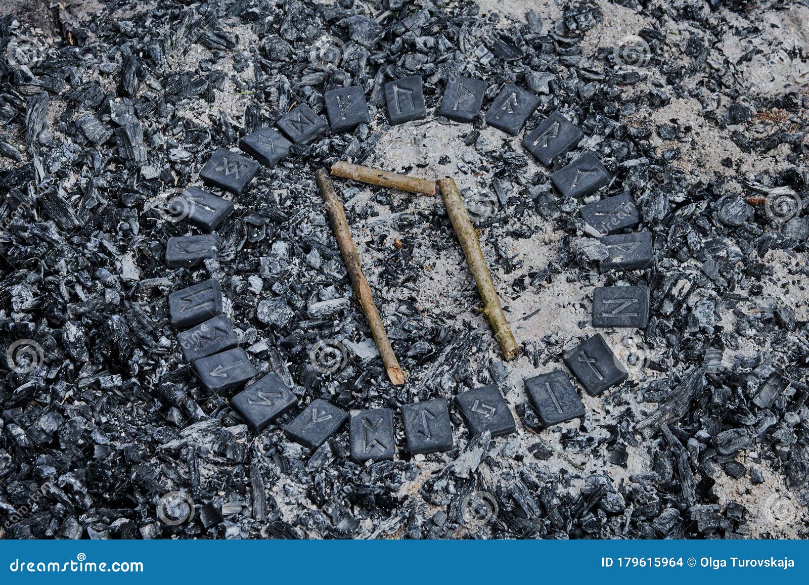 Norse Rune Uruz on Ashes Backgorund Inside the Circle of 24 Norse Runes ...