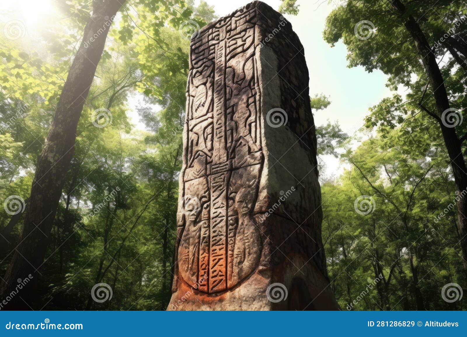 Norse Runes Carved into a Standing Stone Stock Illustration ...