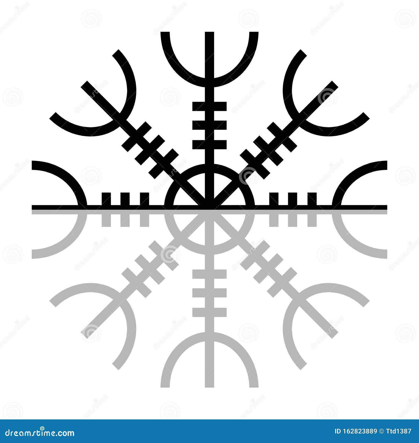Norse Symbol Helmof Awe Aegishjalmur Vector Illustratie Illustration