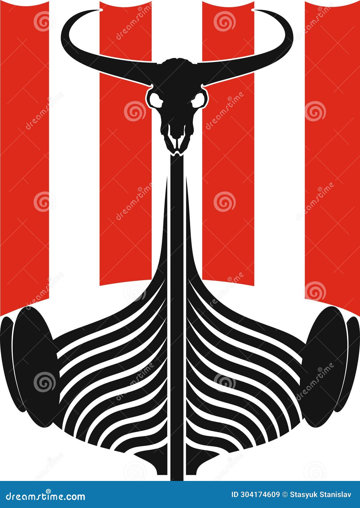 Norse Viking Ship Drakkar with Mythical Character in Front Facing the ...