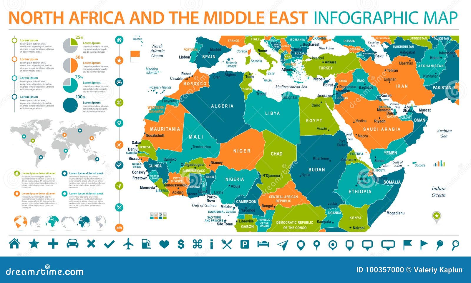 North Africa Map - Info Graphic Vector Illustration Stock Illustration ...