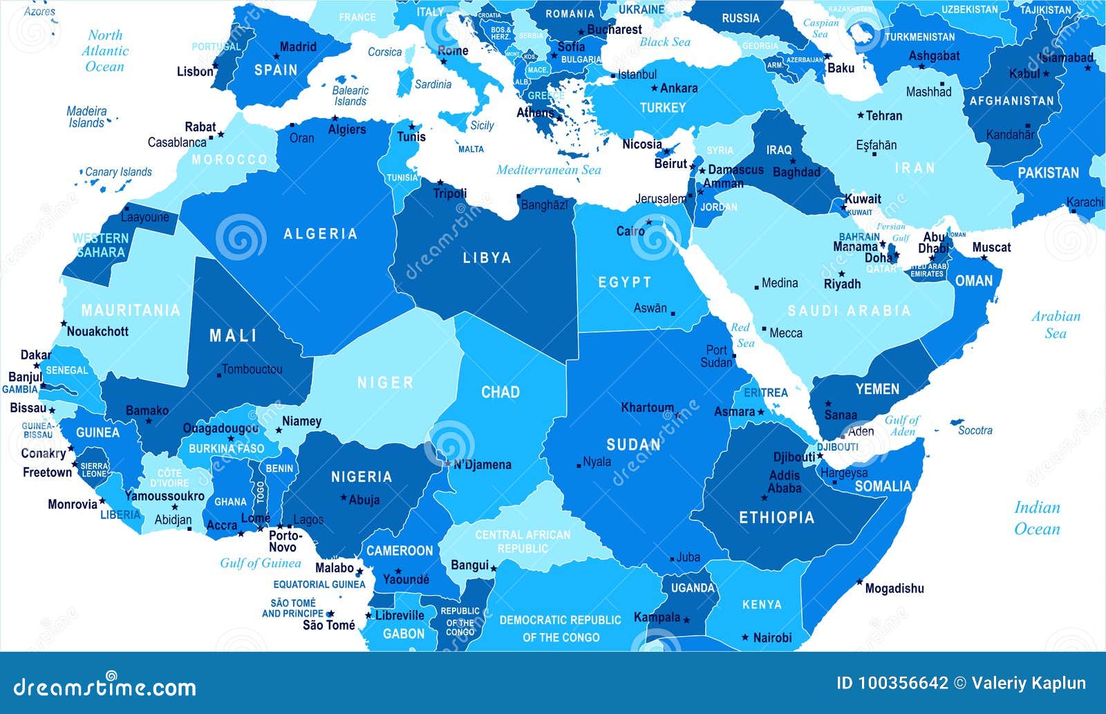 North Africa Countries Political Map Cartoon Vector | CartoonDealer.com ...