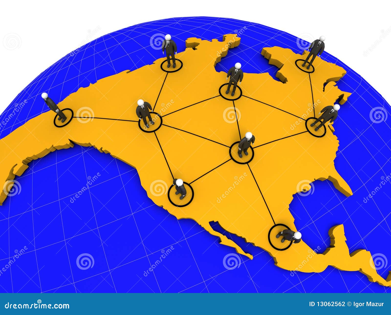 North America Business Network Stock Illustration - Illustration of ...