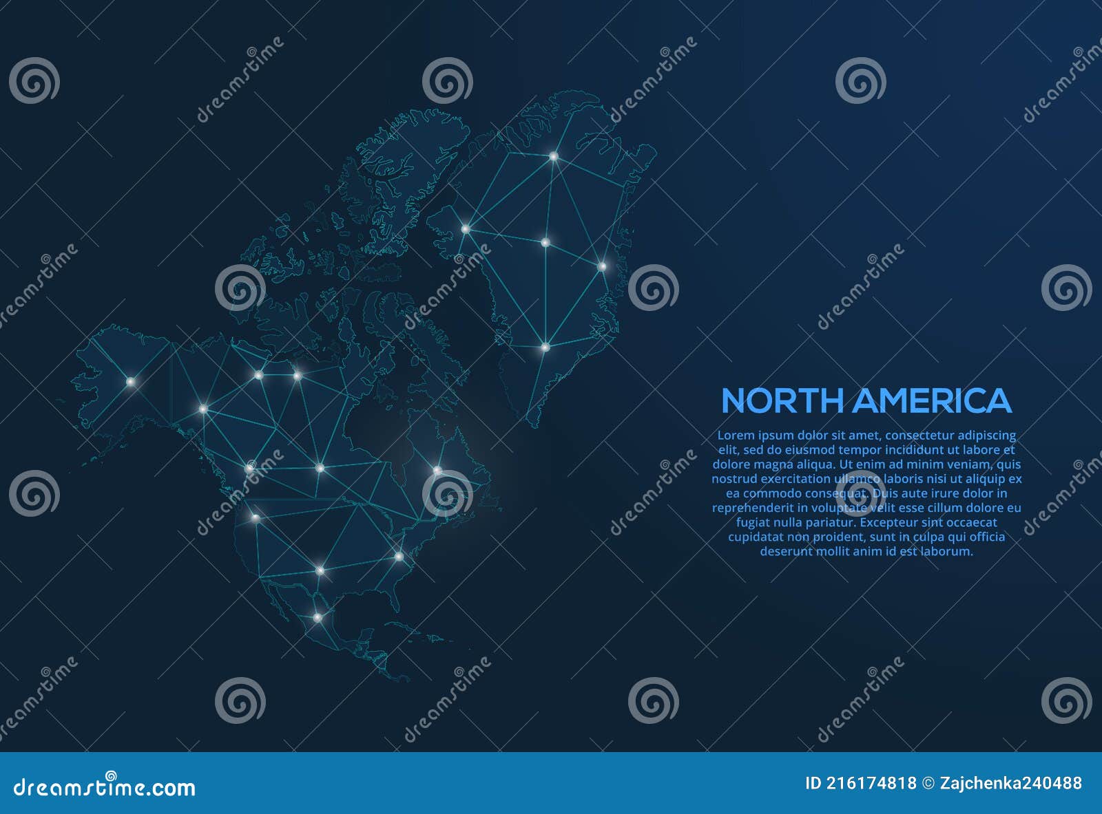 North America Communication Network Map. Vector Low Poly Image of a ...