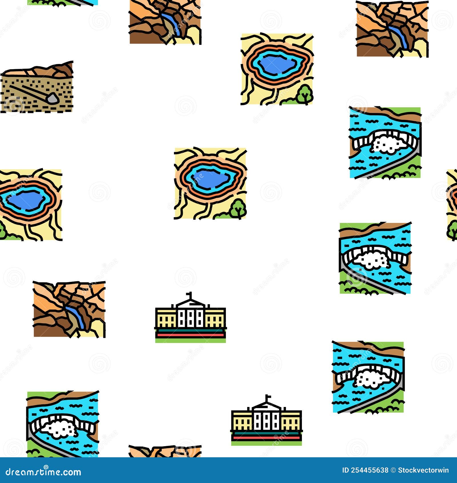 North America Famous Landscape Vector Seamless Pattern Stock Vector ... North America Famous Landscape Vector Seamless Pattern Stock Vector ...