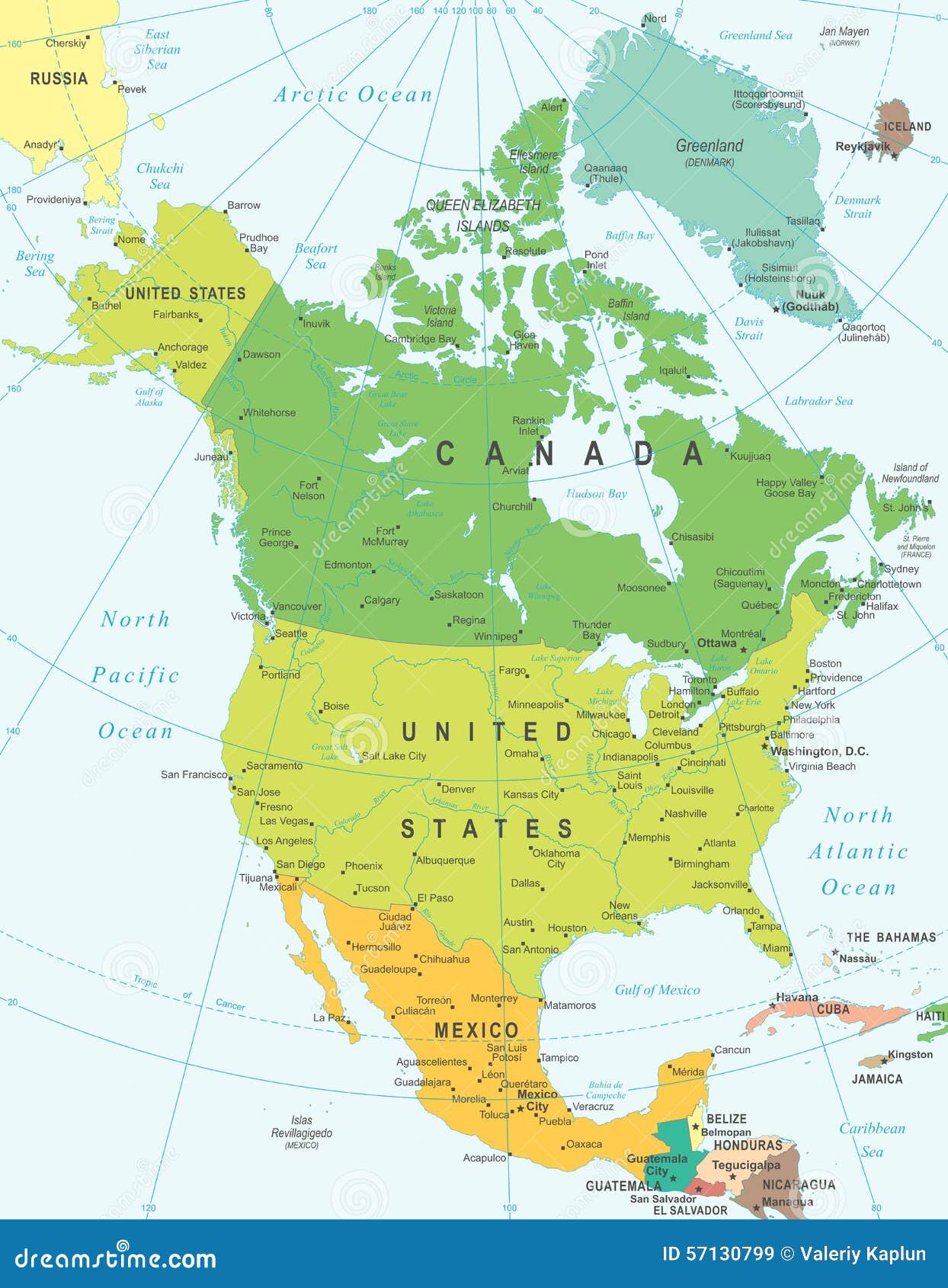 North America Map. High Detailed Political Map North American Continent ...