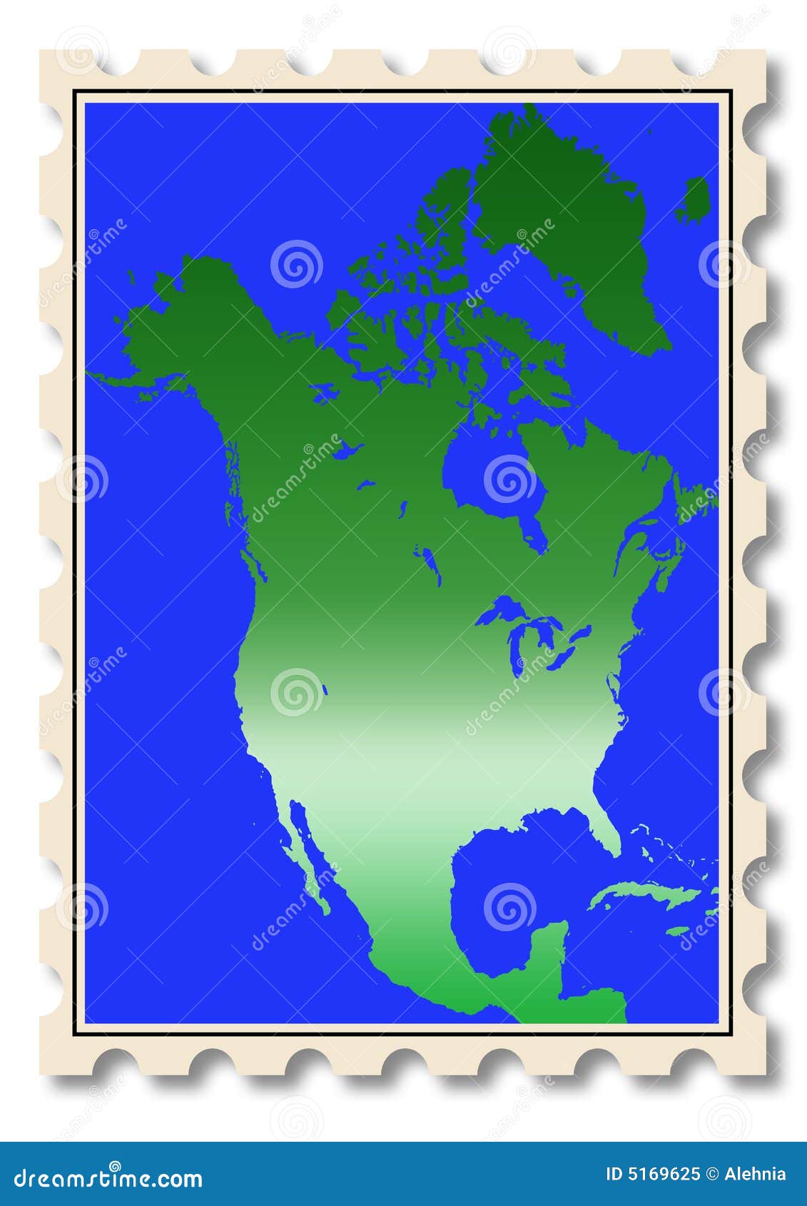 North America Map Illustration on Stamp Stock Illustration ...