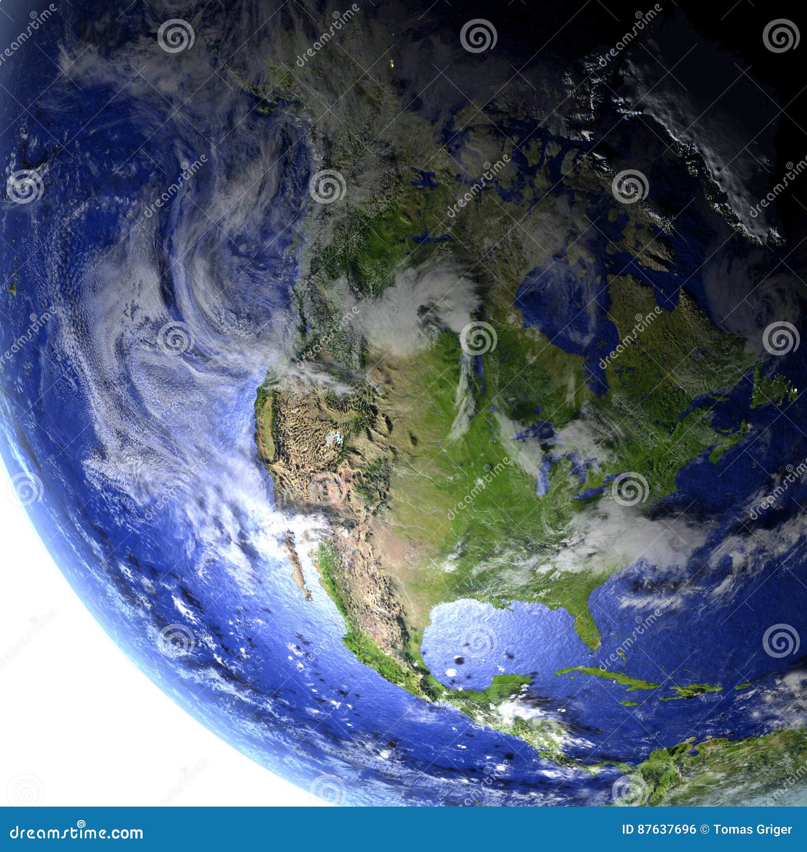 North America on Realistic Model of Earth Stock Illustration ...