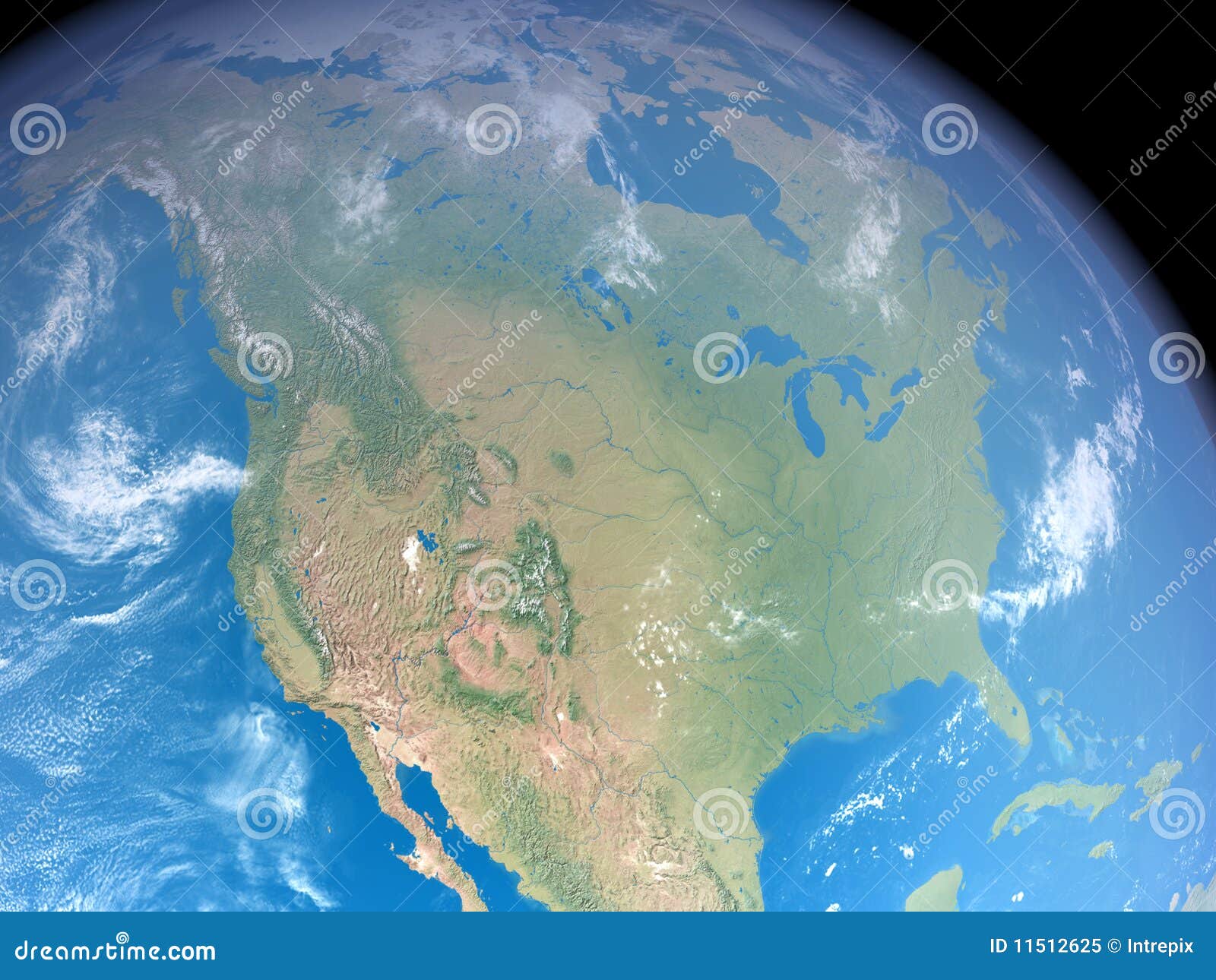 North America from Space stock illustration. Illustration of view ...
