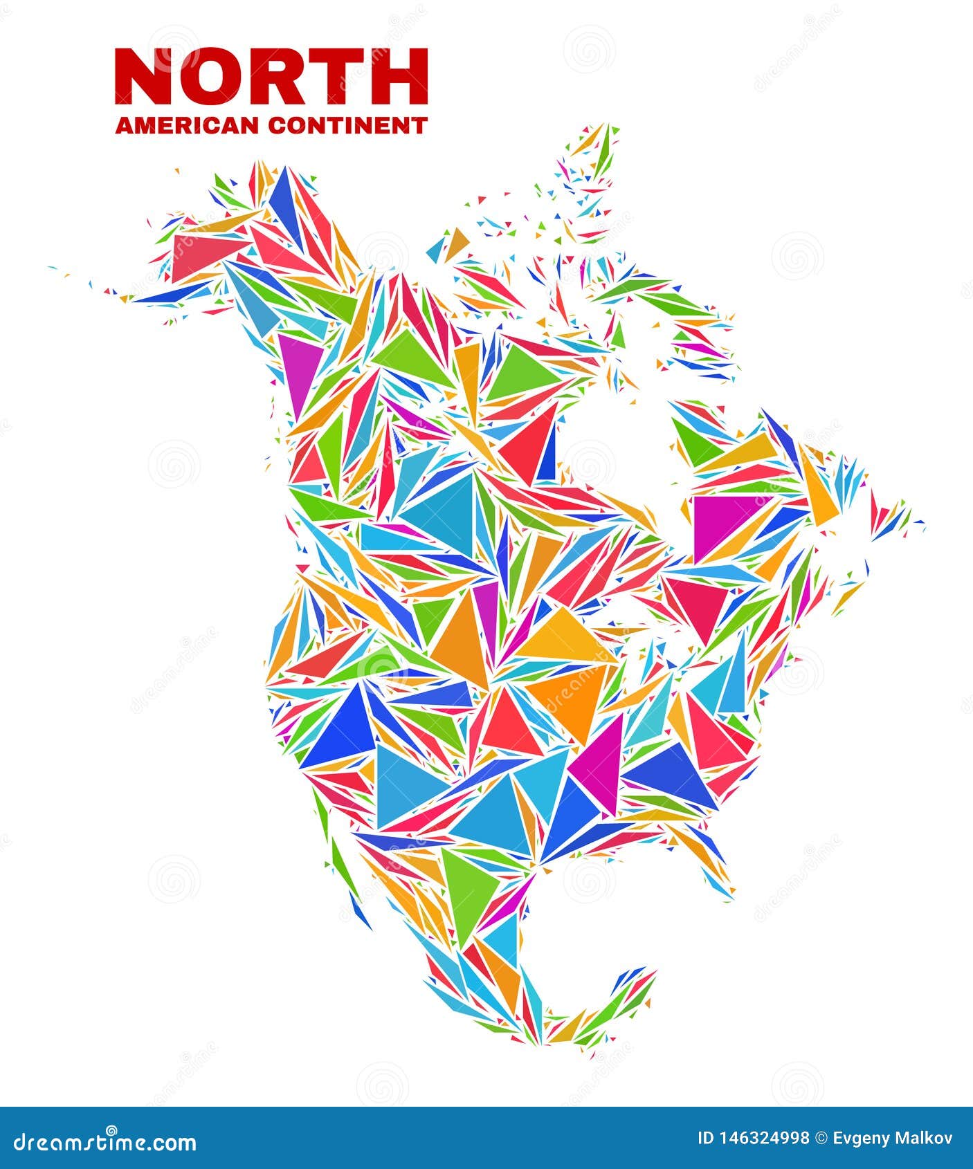 North America V2 Map - Mosaic of Color Triangles Stock Vector ...