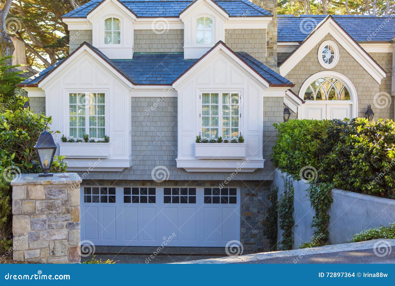 North American Home in the Suburbs Stock Photo - Image of garage ...