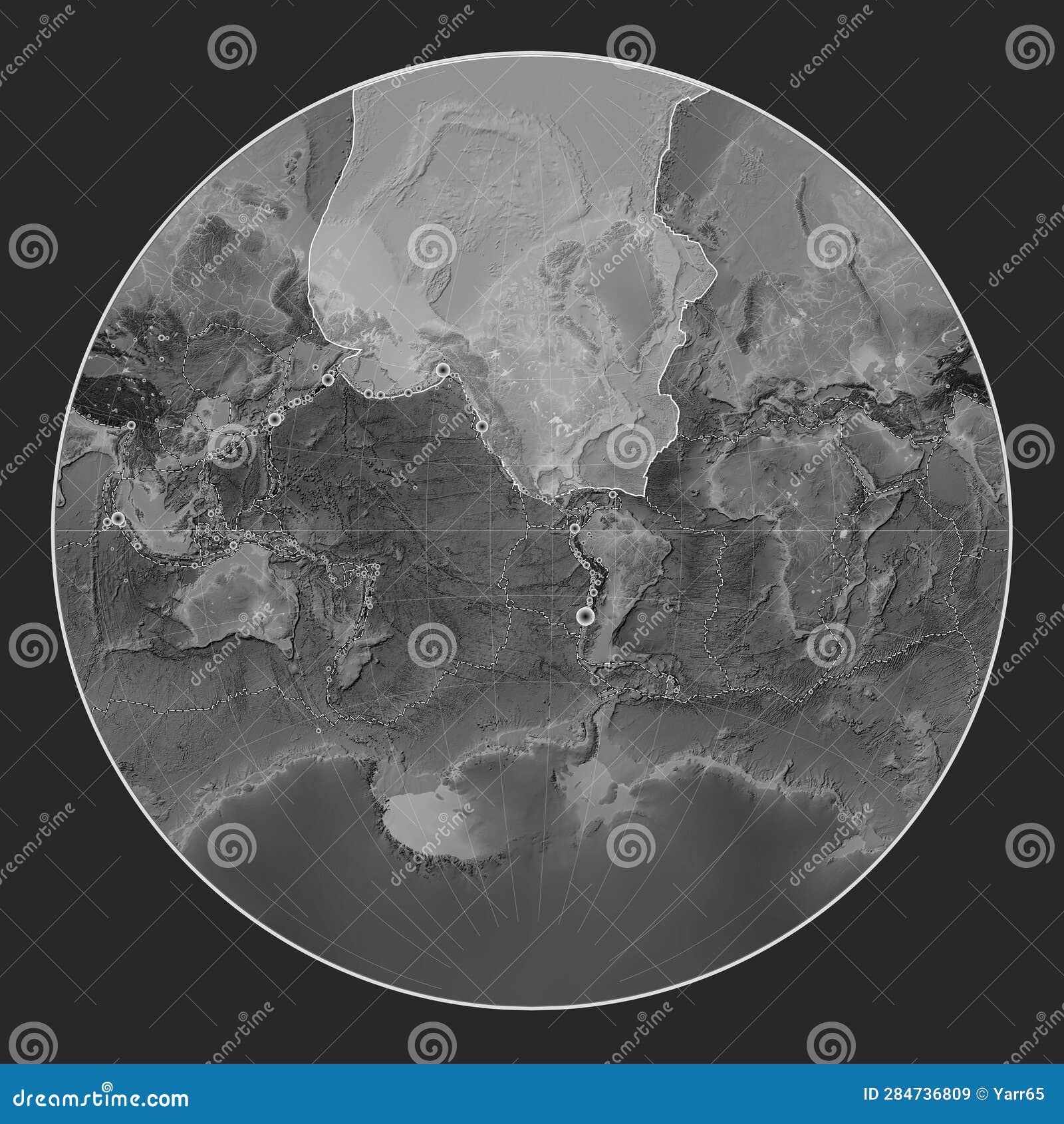 North American Tectonic Plate. Grayscale. Lagrange. Earthquakes Stock ...
