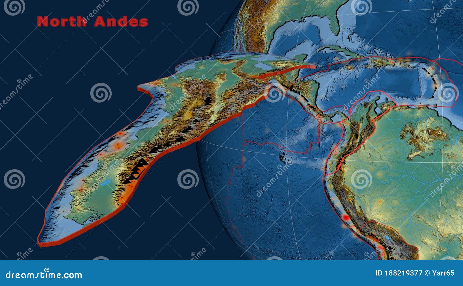 North Andes Plate Described and Presented - Relief Stock Illustration ...