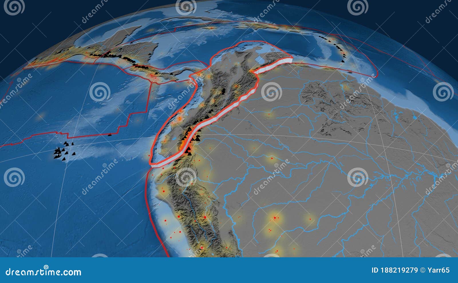 North Andes Plate Extruded - Topo and Bathy Stock Illustration ...