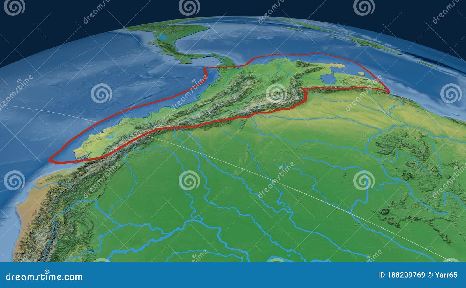 North Andes Plate Outlined - Natural Earth Stock Illustration ...