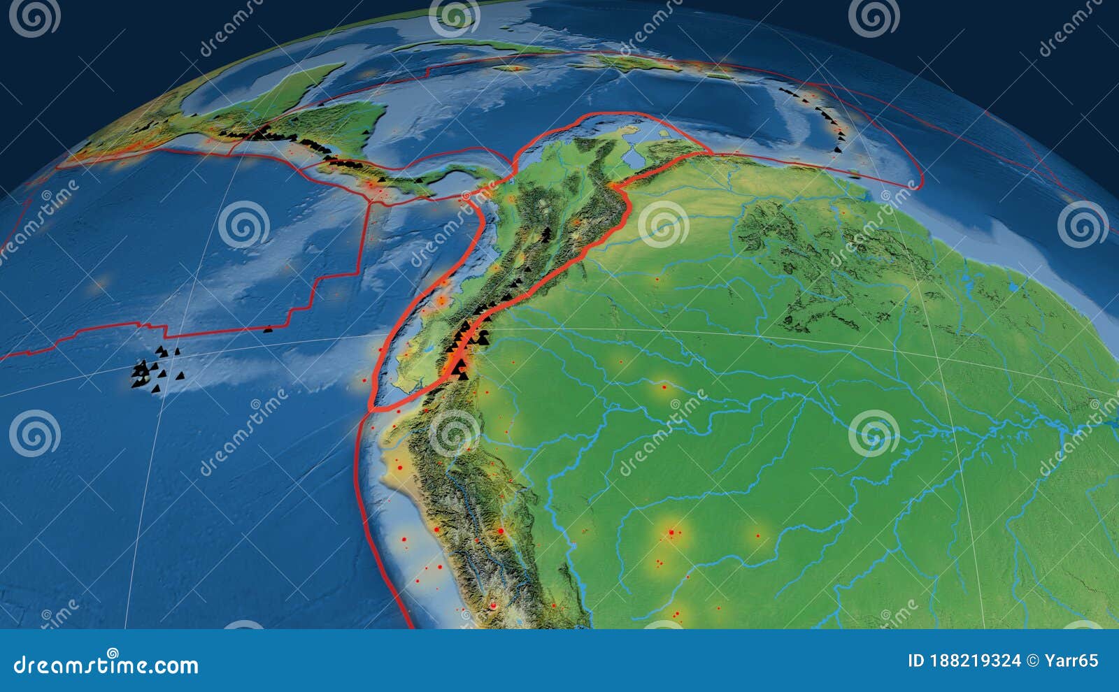 North Andes Plate Outlined - Natural Earth Stock Illustration ...
